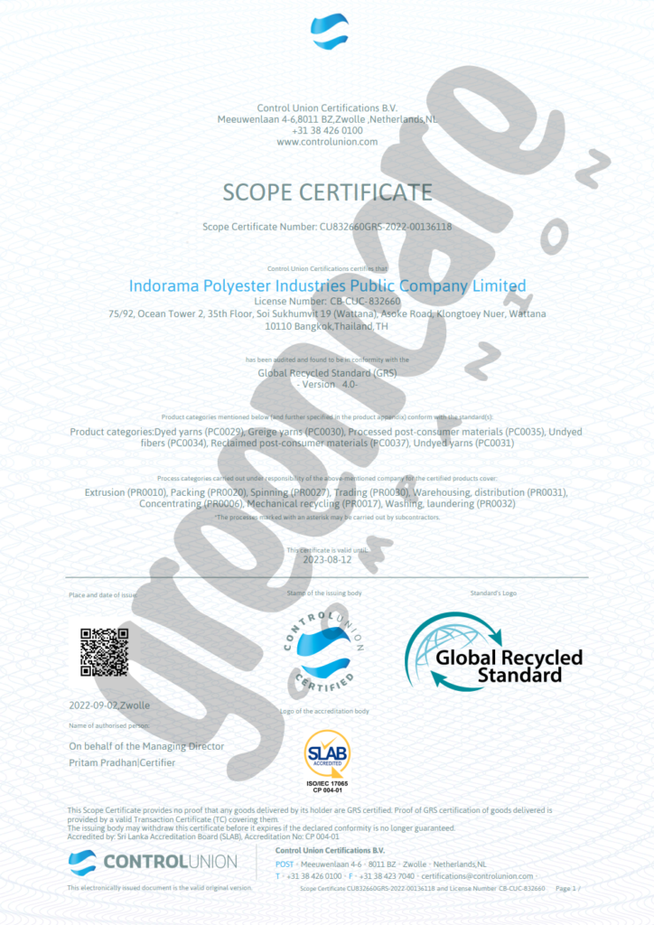 Global Recycled Standard - บริษัท กรีนแคร์ จำกัด